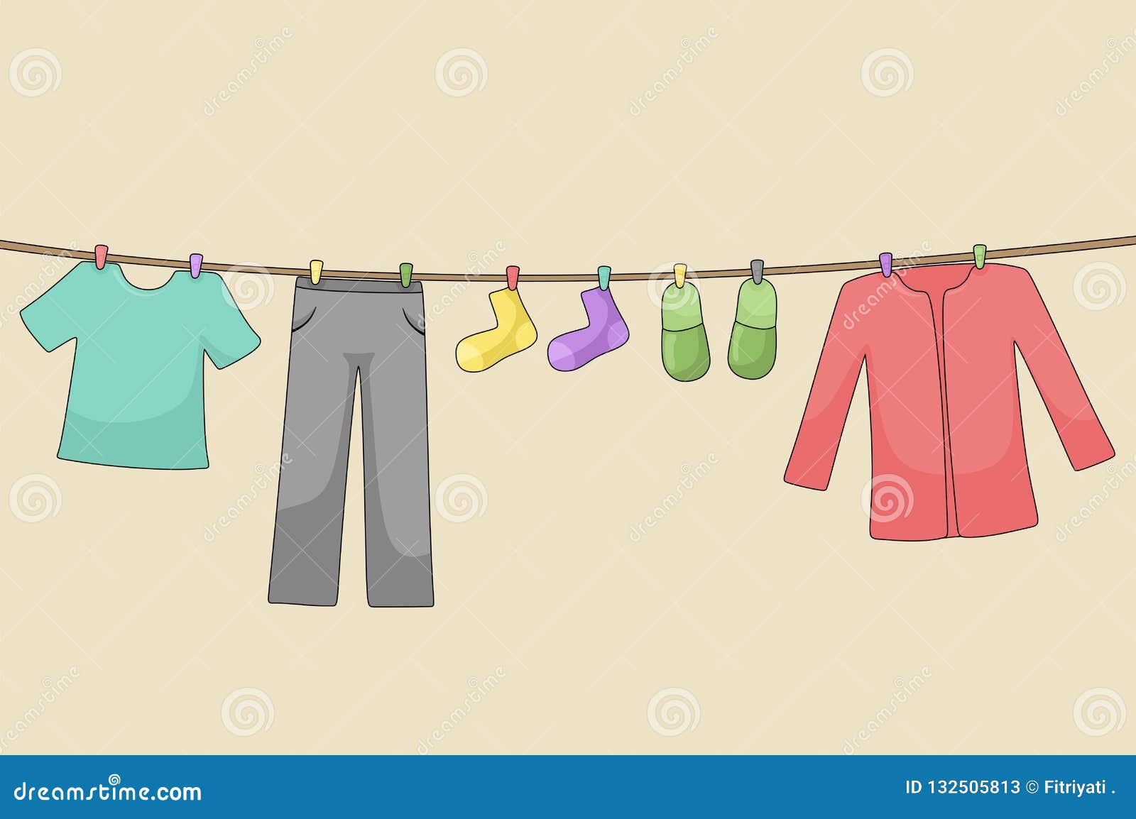 Illustration Design of Clothesline by Pitripiter Stock Vector ...