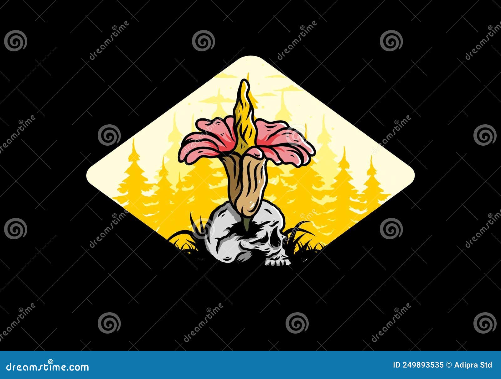 Corpse Flower Growing on the Skull Illustration Stock Vector ... Corpse Flower Growing on the Skull Illustration Stock Vector ...