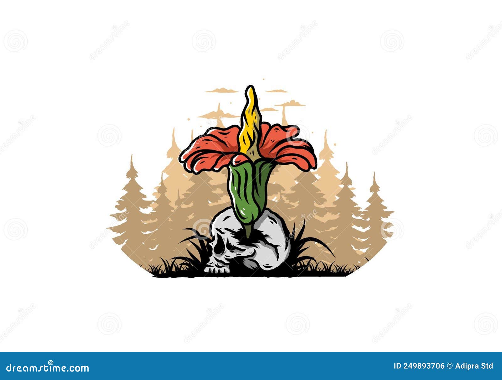 Corpse Flower Growing on the Skull Illustration Stock Vector ... Corpse Flower Growing on the Skull Illustration Stock Vector ...