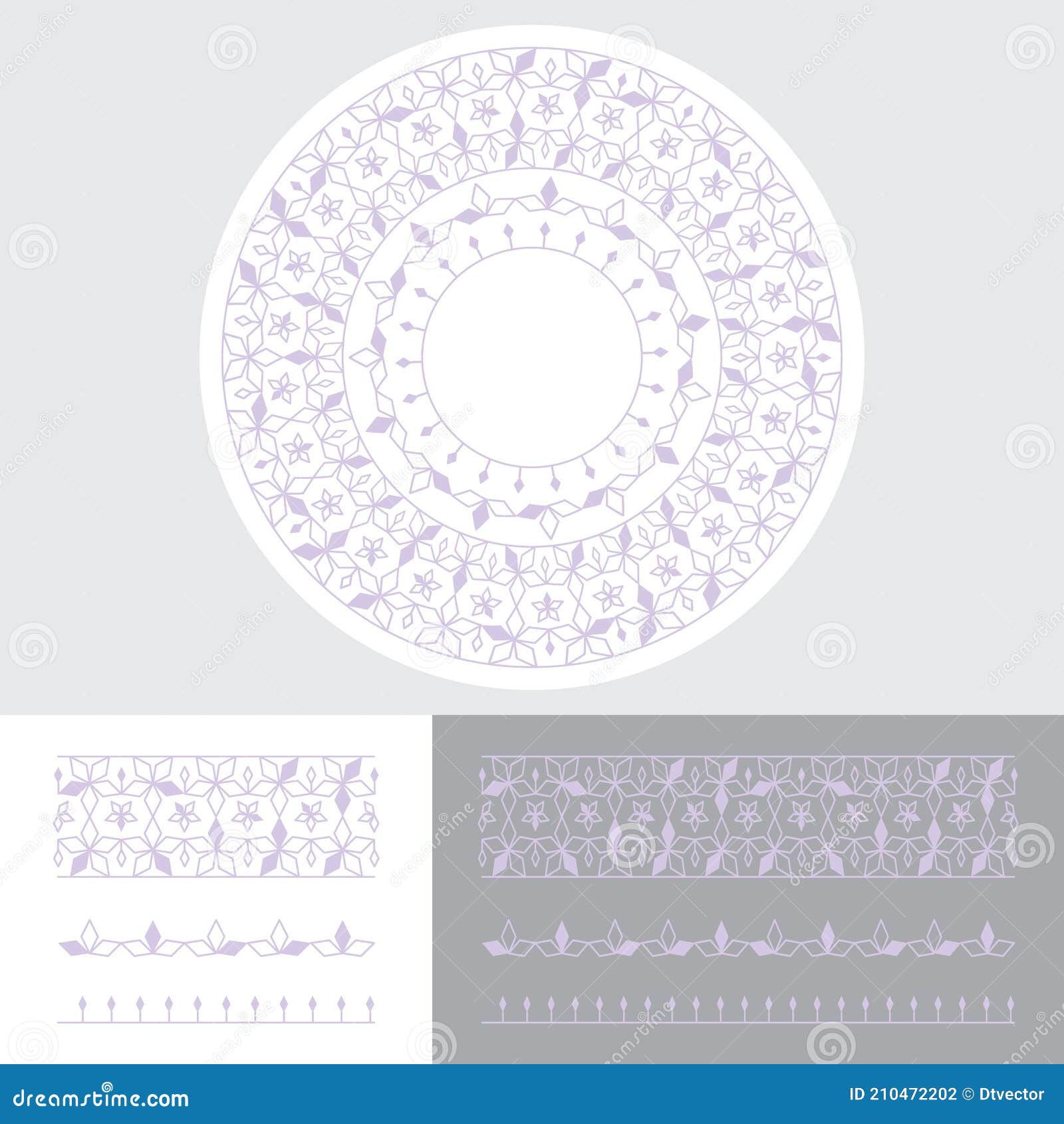 Diamond Shape Flower Circle Purple Stroke Pattern Stock Vector ...