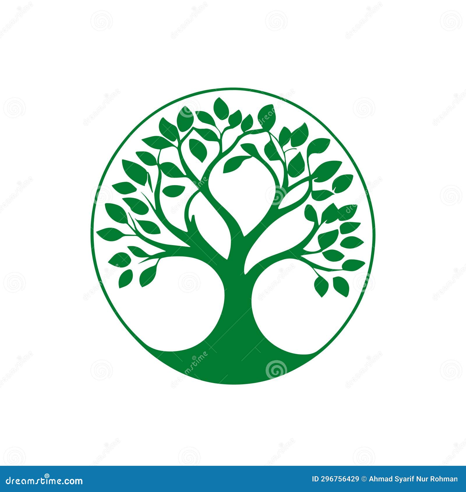 Illustration of Green Tree with Leaves in Circle Stock Illustration ...