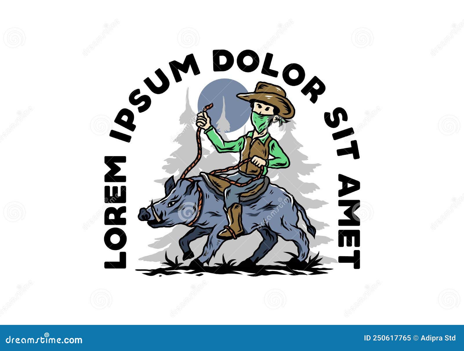 Man Riding a Wild Boar Illustration Stock Vector - Illustration of ...