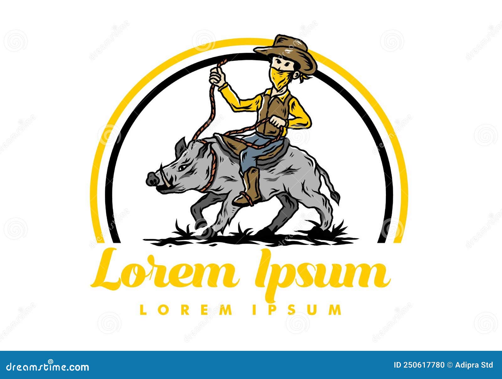 Man Riding a Wild Boar Illustration Stock Vector - Illustration of ...