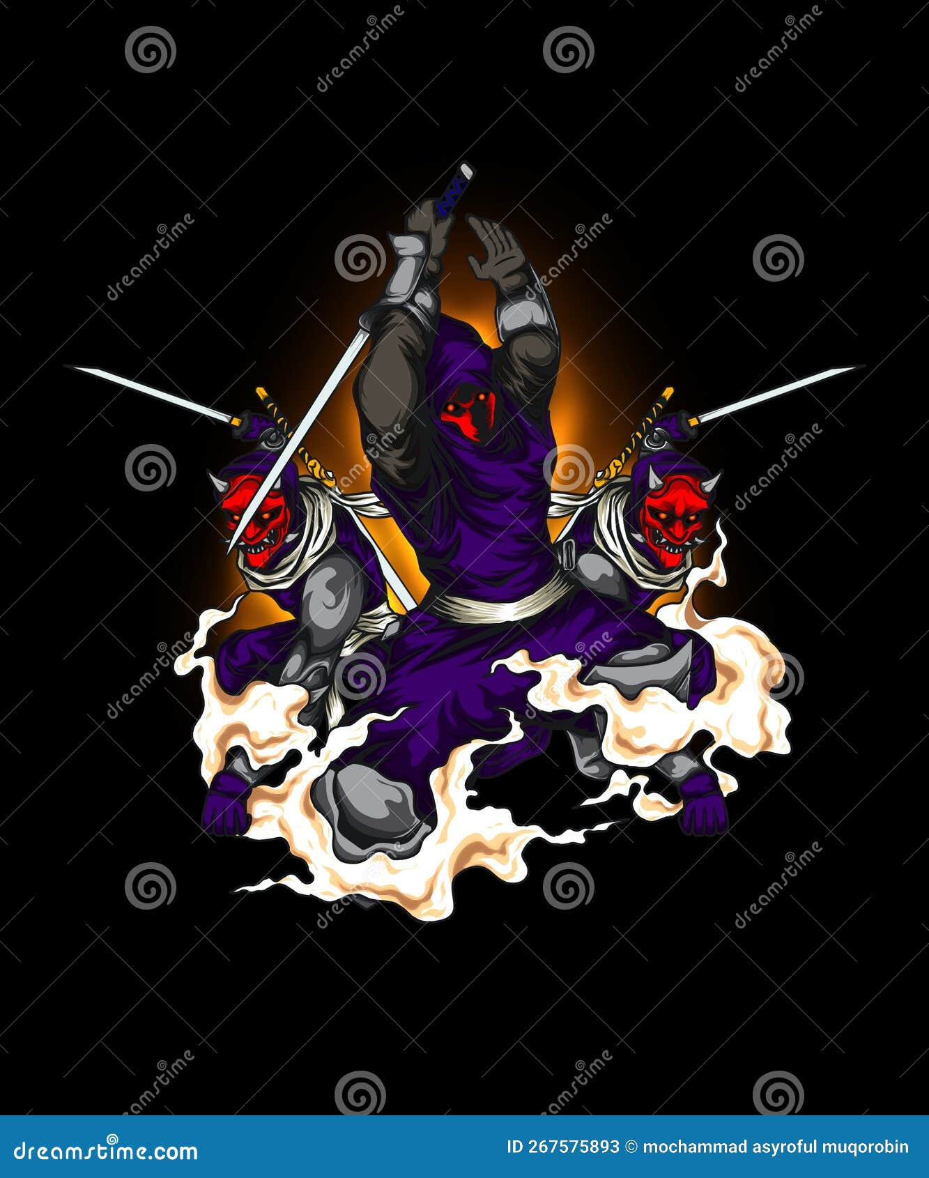 Illustration Design about a Masked Ninja Acting in the Shadows Stock ...