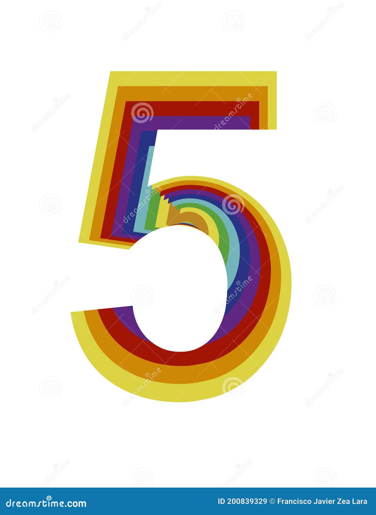 Lines with the Colors of the Rainbow Forming the Number 5 Stock ...