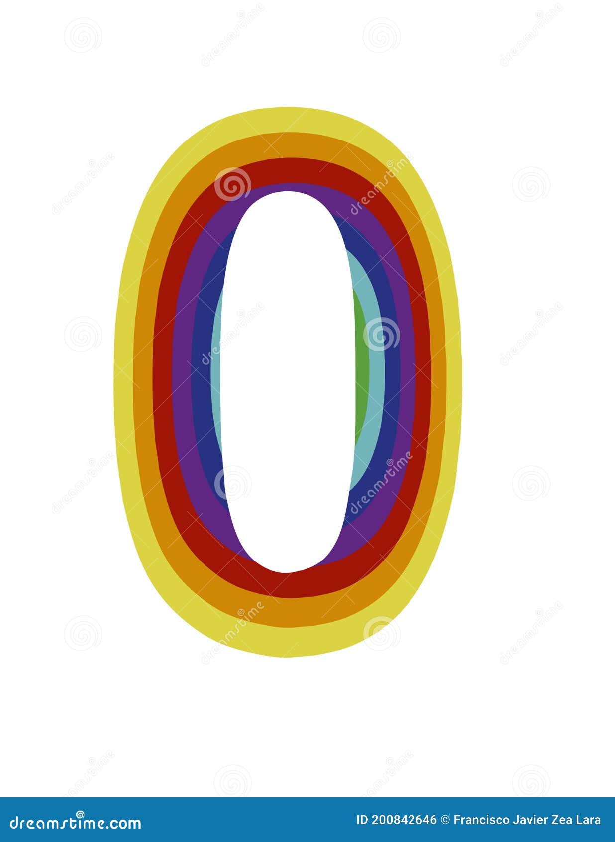 Lines with the Colors of the Rainbow Forming the Number 0 Stock ...