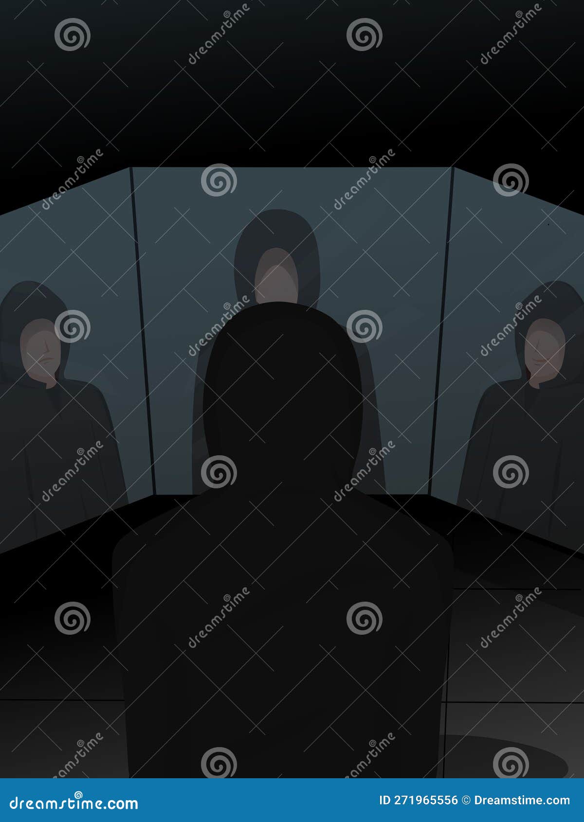 Illustration Design of a Person Looking in Three Mirrors with Three ...