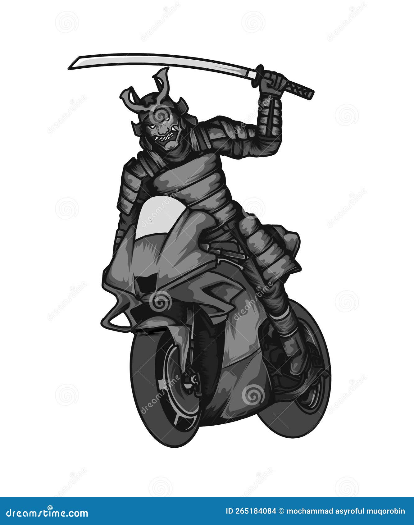 Illustration Design of a Samurai Knight Riding a Motorbike Stock ...