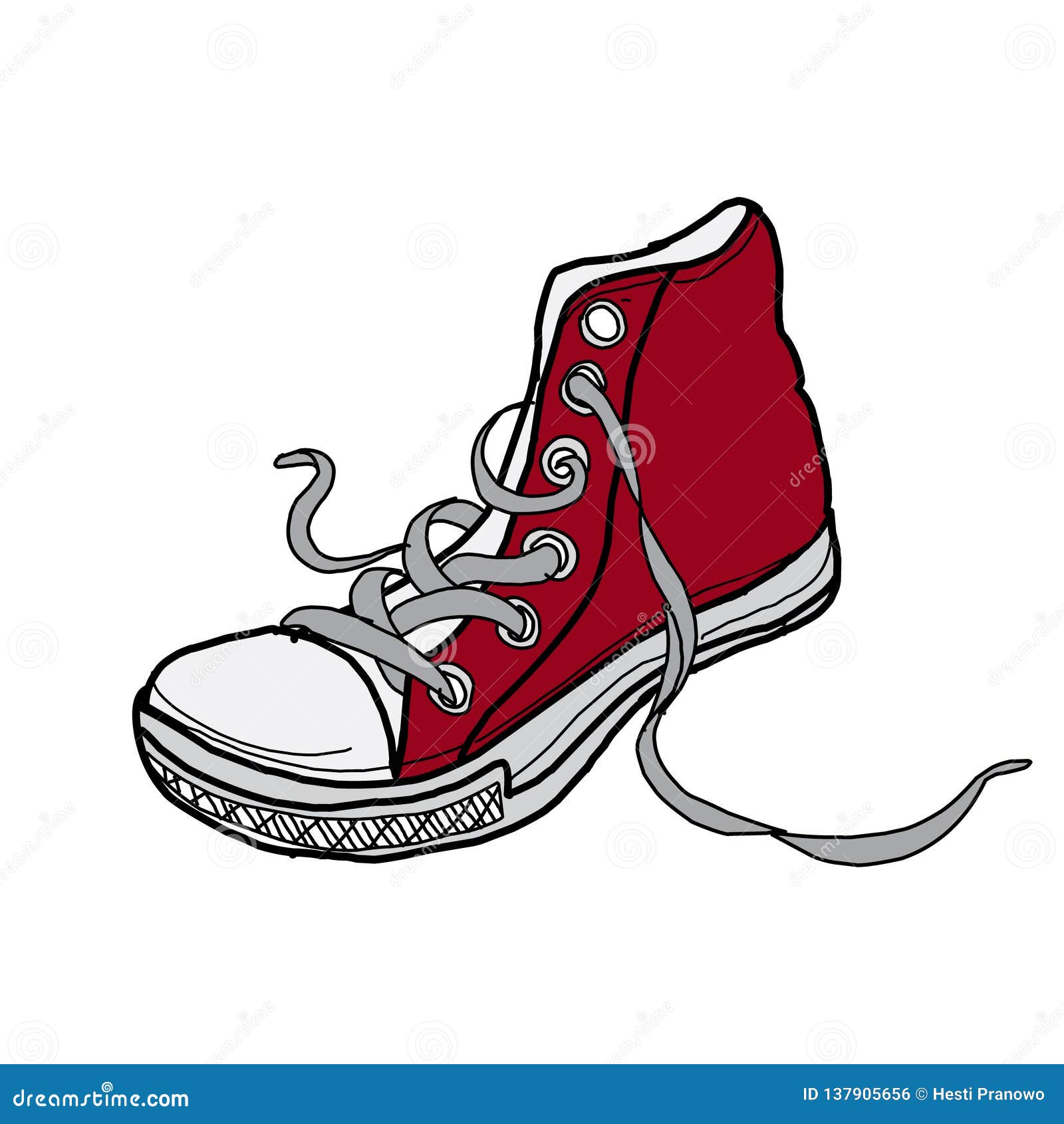 Illustration Design Sketch Trendy Red Shoes on the White Background ...