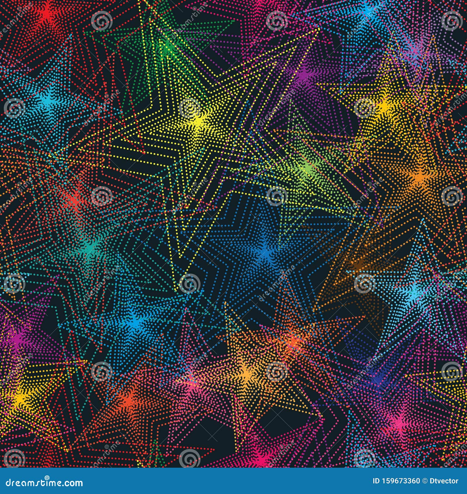 Star Dot Colorful Night Seamless Pattern Stock Vector - Illustration of ...