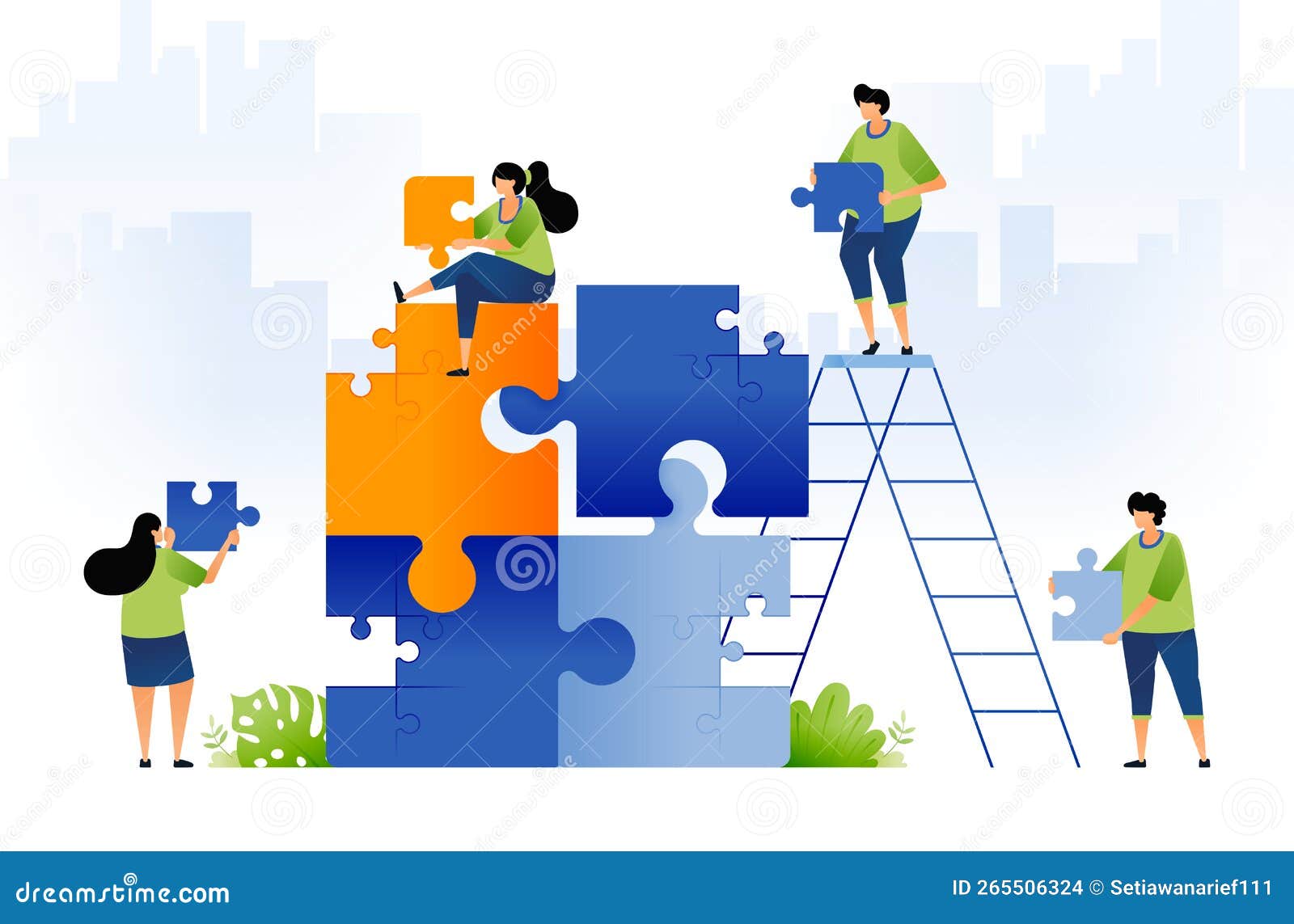 Illustration Design Of Teamwork, Brainstorming And Problem Solving ...