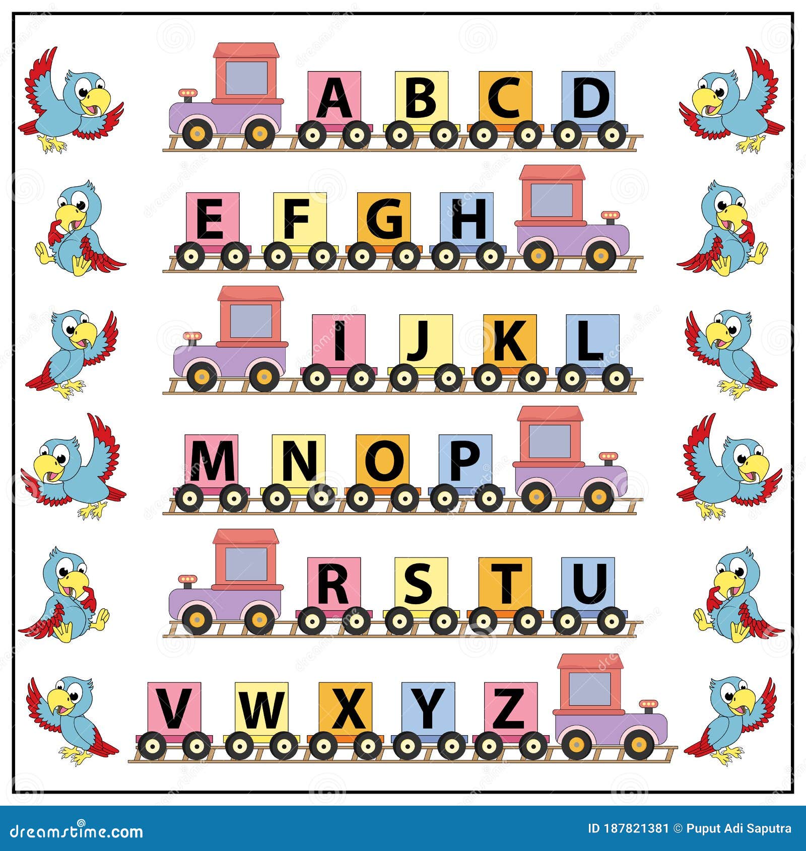 Illustration Design of Train Shapes with Alphabetic Carriages Stock ...