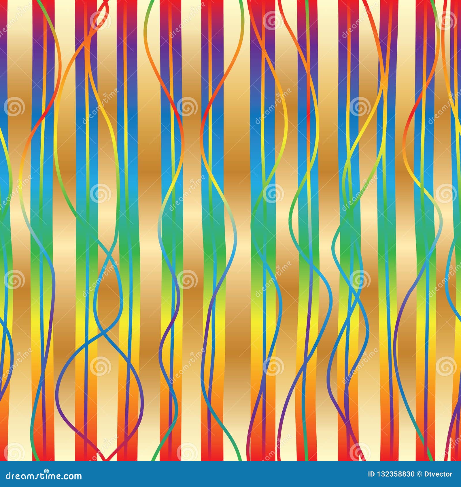 Vertical Gradient Rainbow Gold Style Seamless Pattern Stock Vector ...