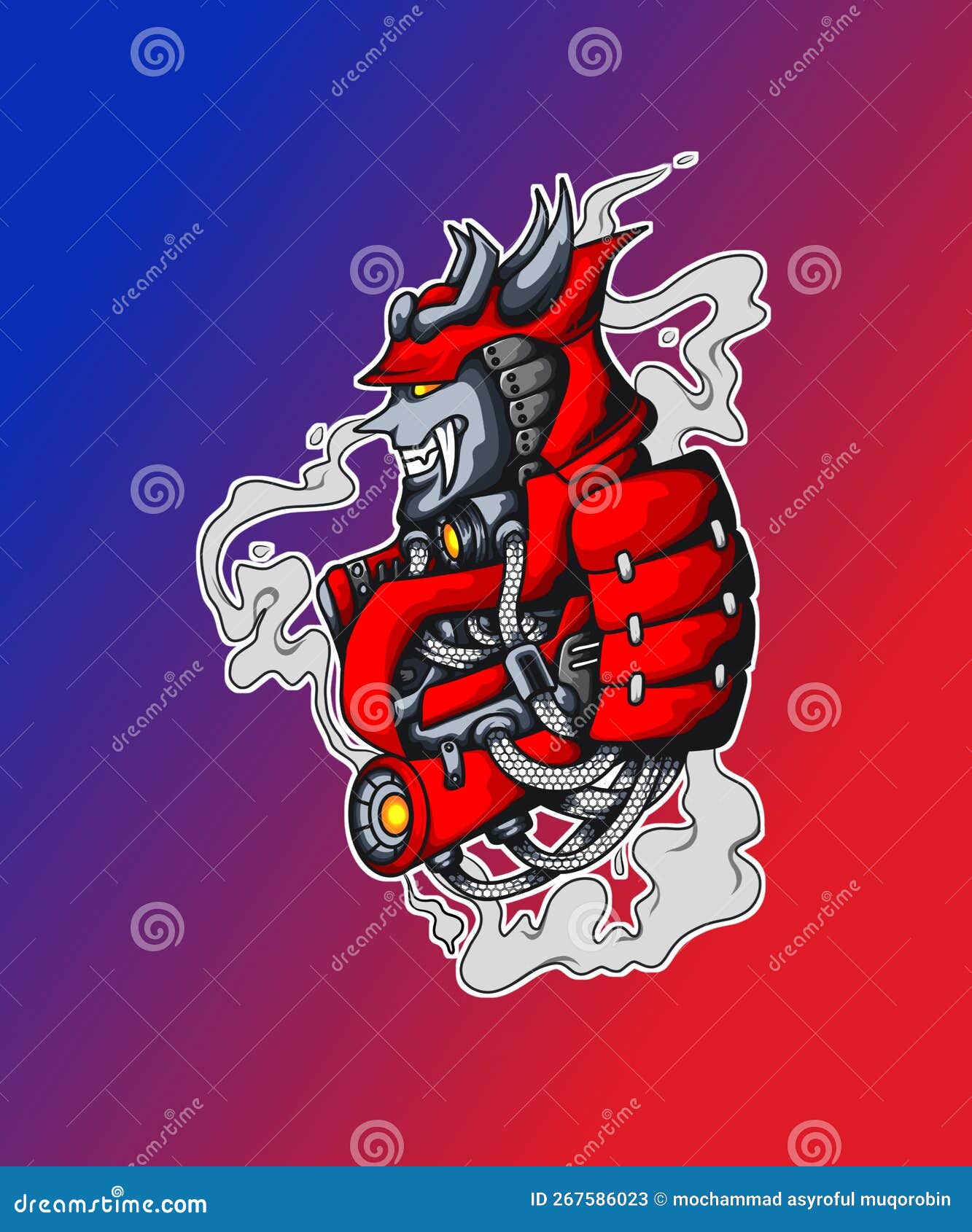 The Cool Samurai Man With The Astronaut Helmet Esport Logo Design ...
