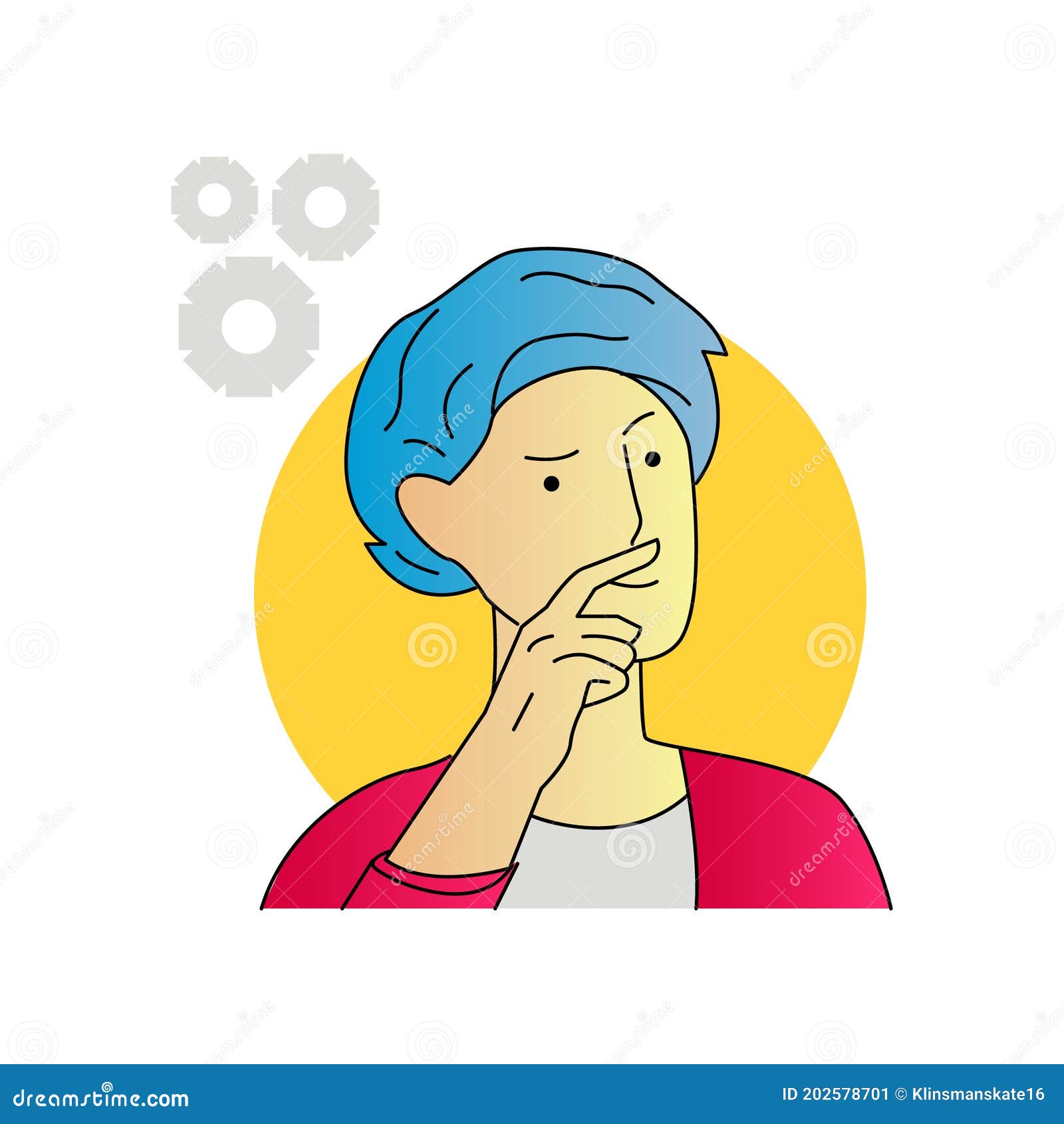 Illustration Design Young Man Think Gesture Stock Illustration ...