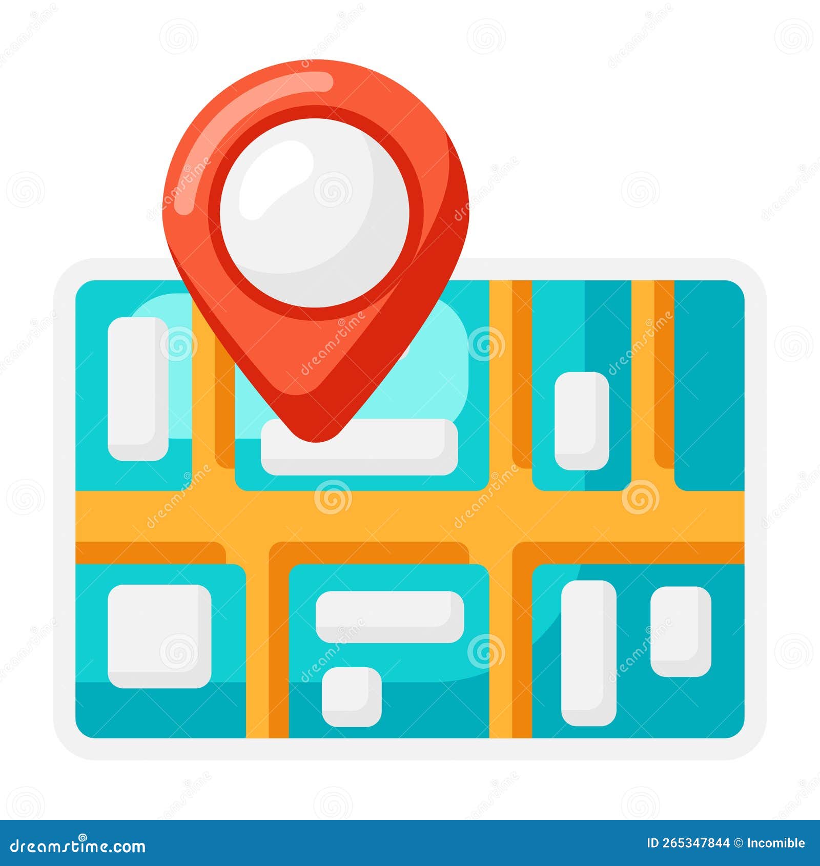 Illustration of Destination Mark on Map. Red Marker Icon. Stock Vector ...