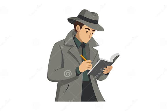 Illustration of a Detective Taking Notes Stock Illustration ...