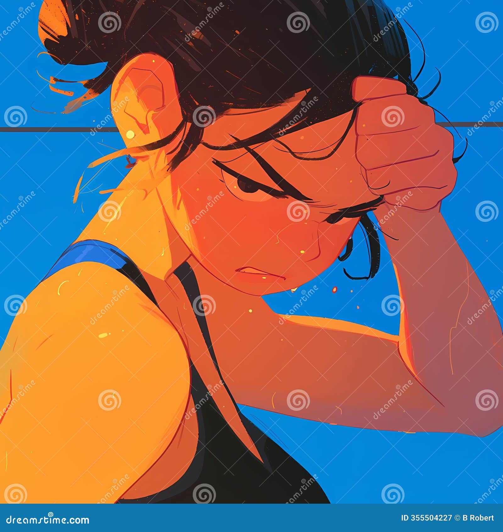 Illustration of a Determined Individual Sweating with Determination ...