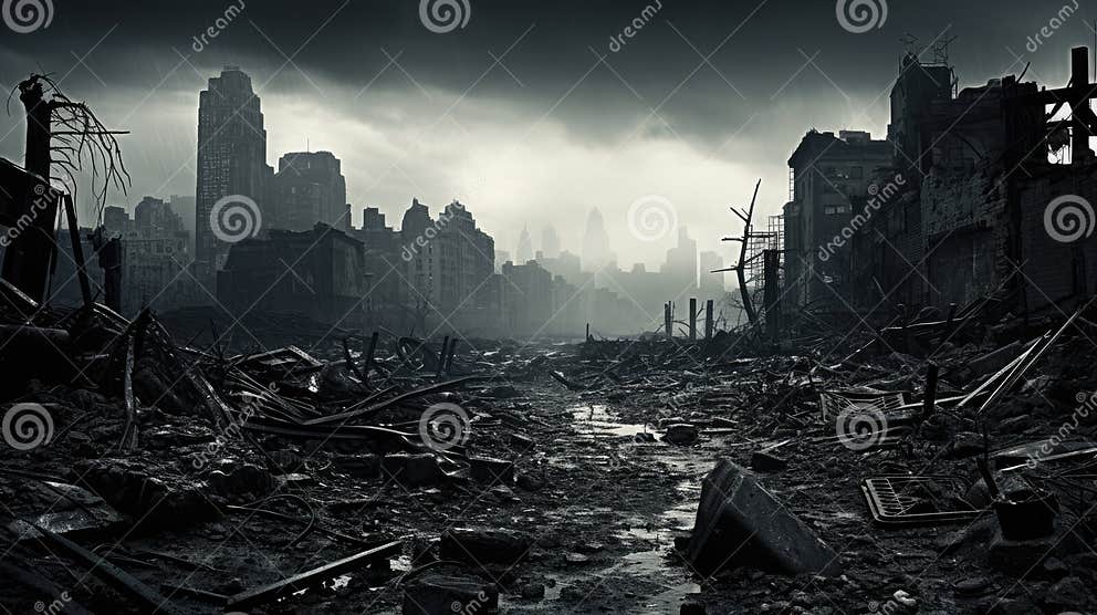 Aftermath of a Devastating War Stock Illustration - Illustration of ...