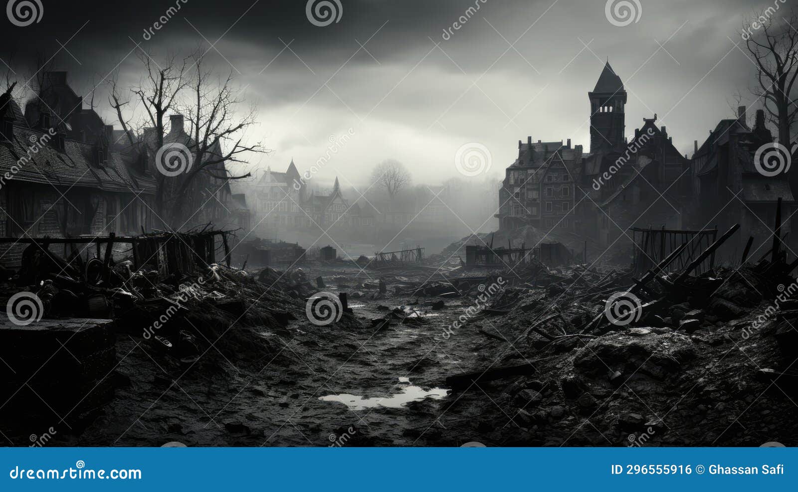 Aftermath of a Devastating War Stock Illustration - Illustration of ...