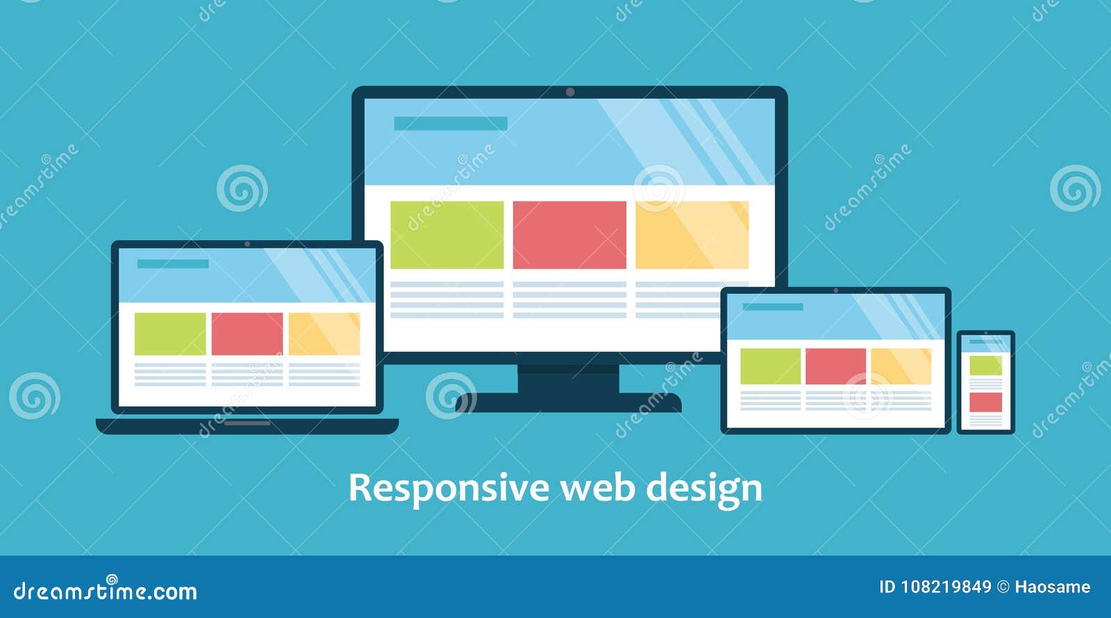 Illustration of Devices with Different View One Web Page. Stock Vector ...