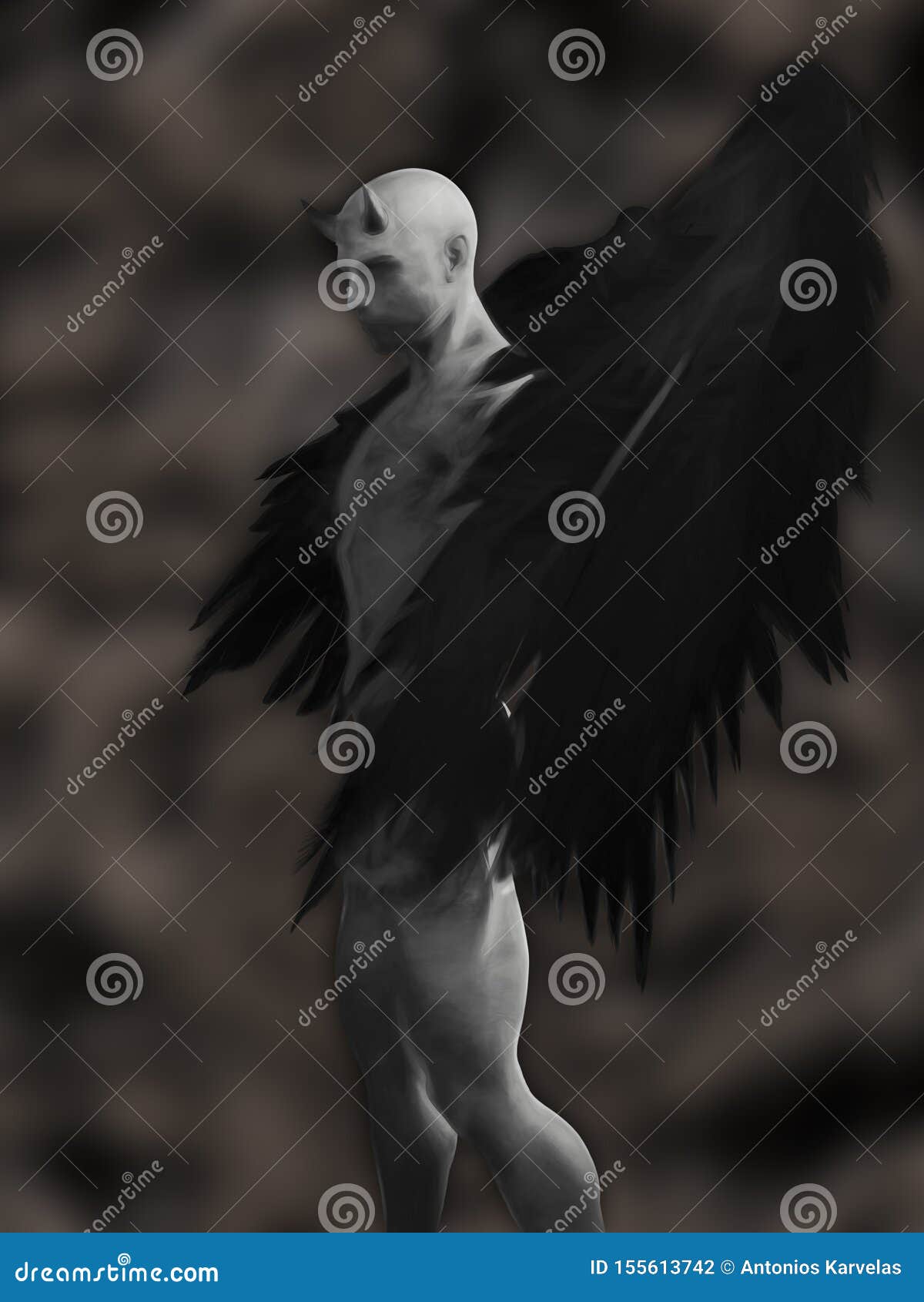 Illustration of the Devil Character in the Dark Stock Illustration ...