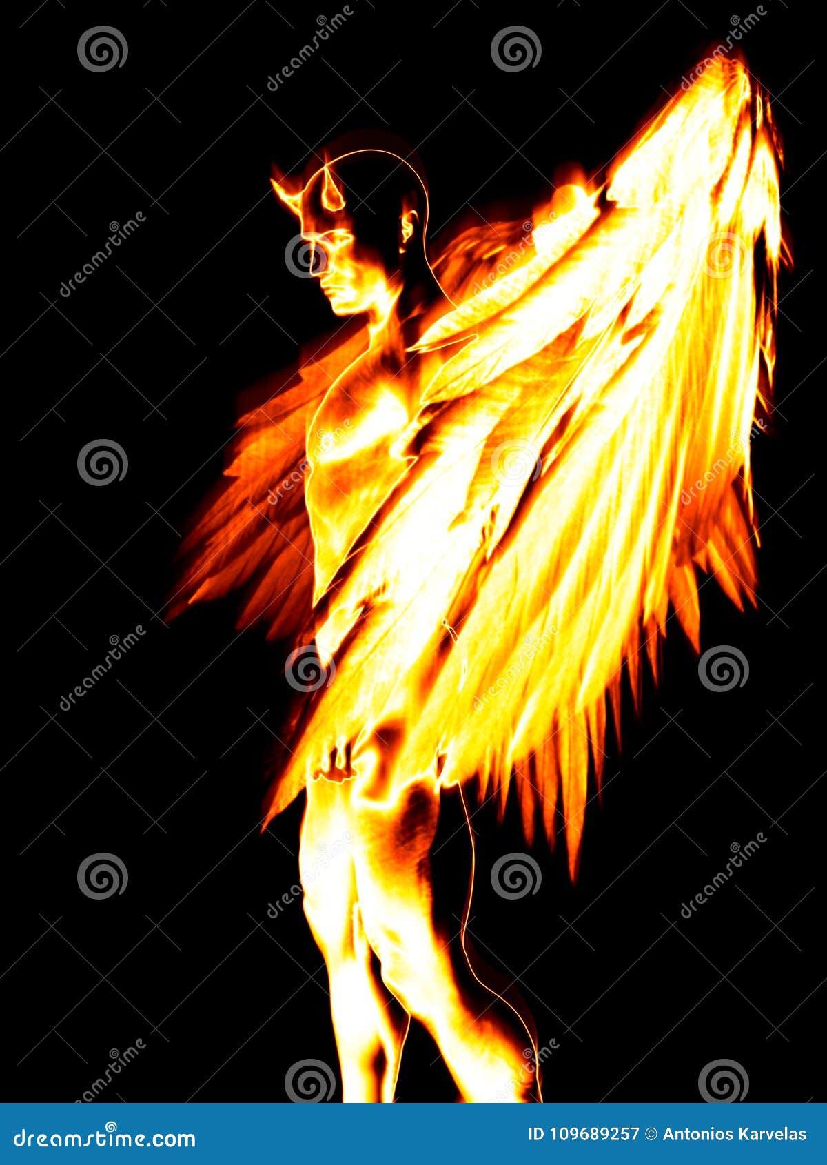 Illustration of the Devil Character in Fire Stock Illustration ...