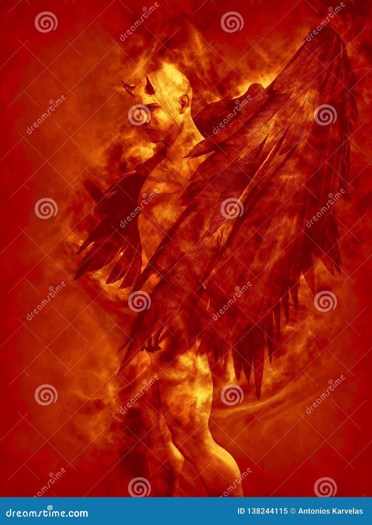 Illustration of the Devil Character in Fire Stock Illustration ...