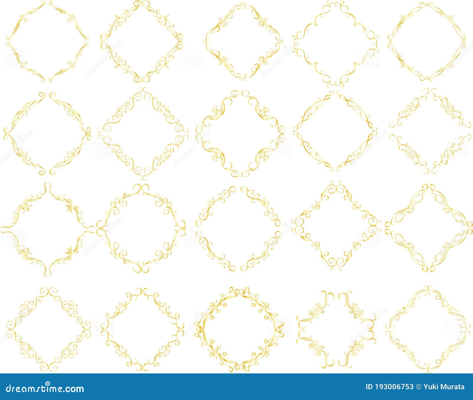 Gold Diamond Antique Pattern Frame Set Stock Vector - Illustration of ...