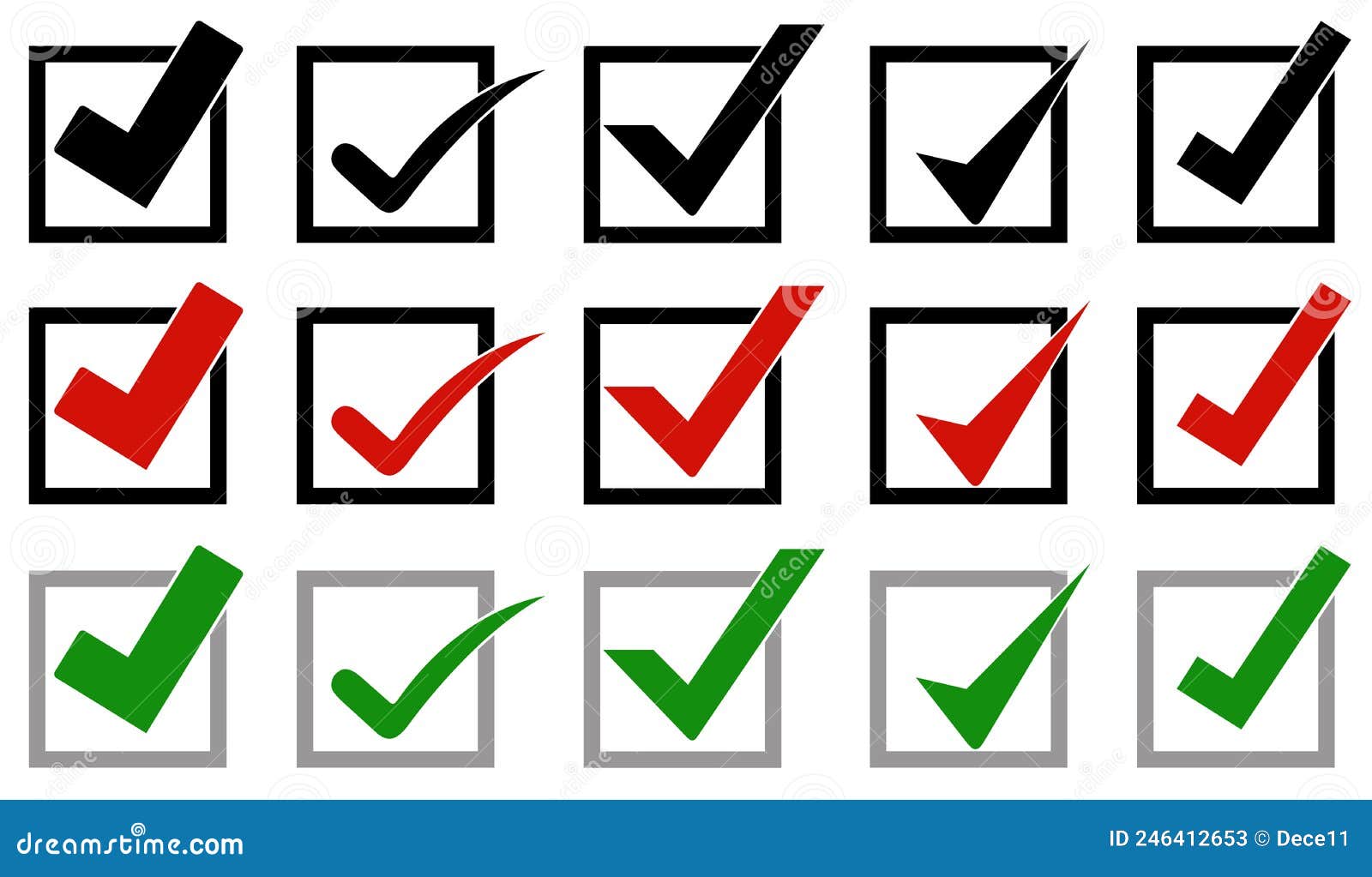 Illustration of Different Check Mark Icons in Boxes Stock Vector ...
