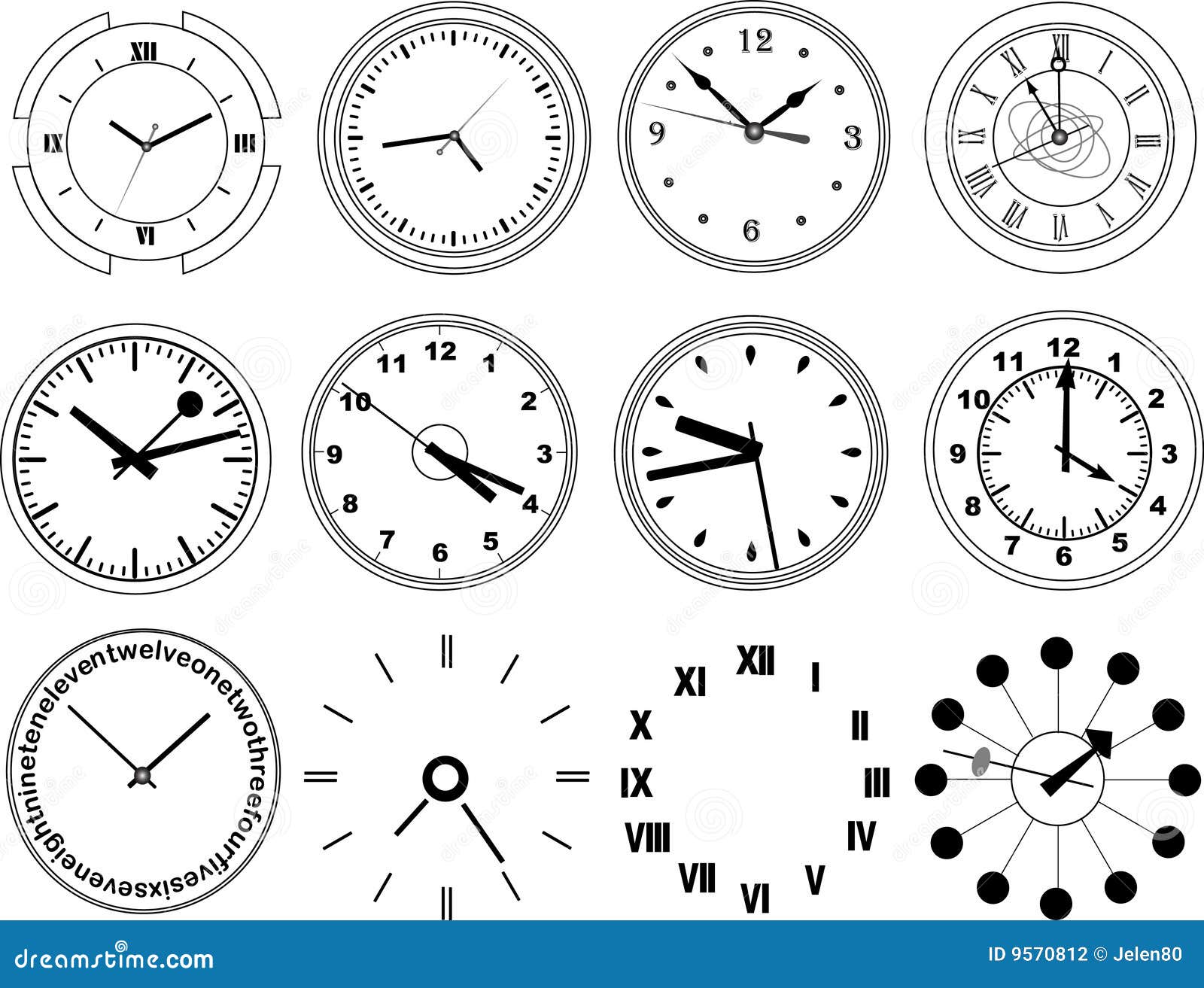 Illustration of Different Clocks Stock Vector - Illustration of twenty ...