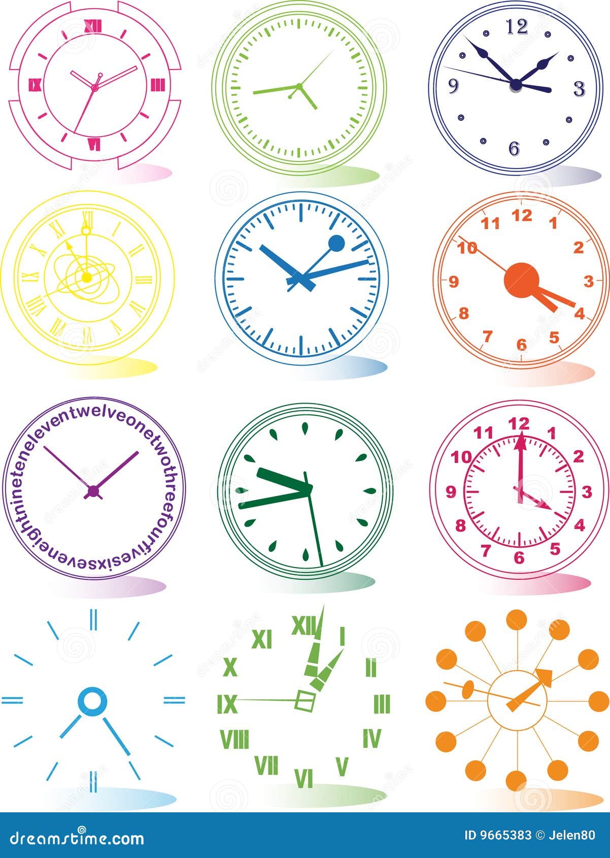 Illustration of Different Clocks Stock Vector - Illustration of minute ...