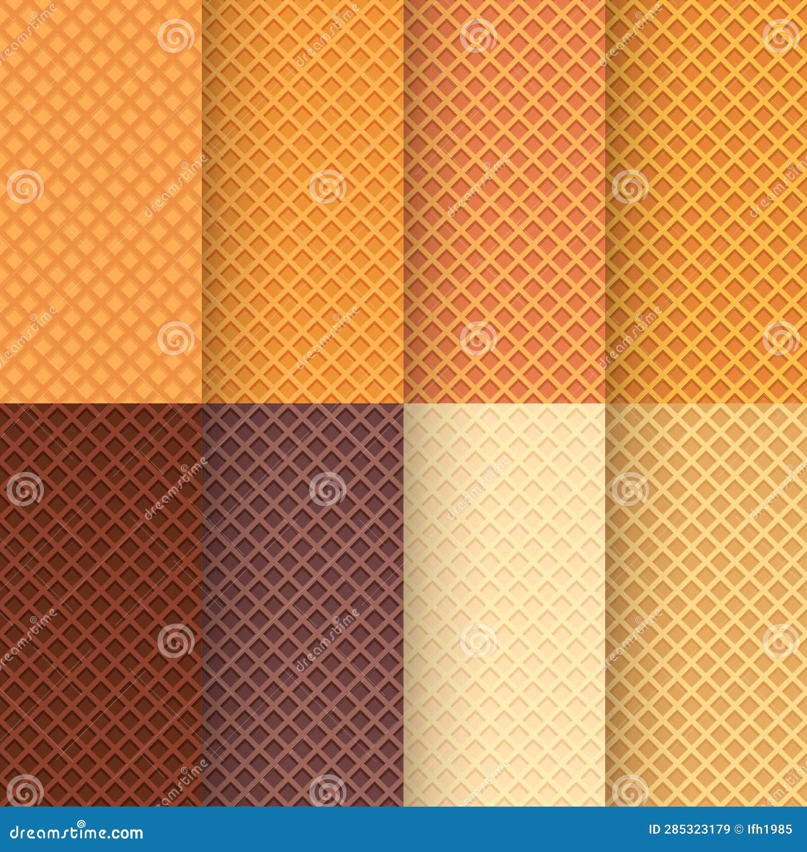 Various Color Waffles Seamless Design in Set Stock Vector ...