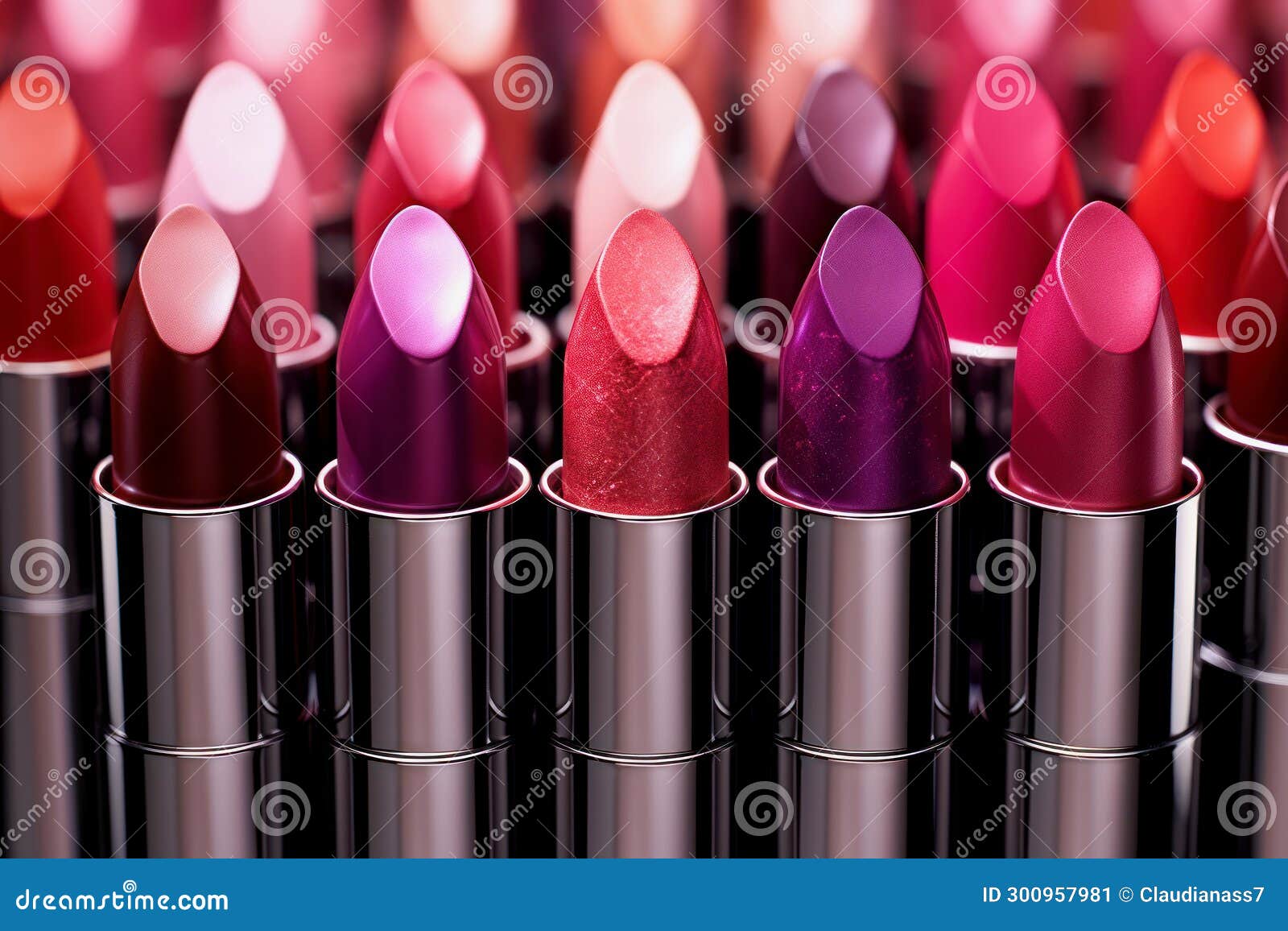 Illustration of Different Colored Lipsticks in a Row, Close Up Stock ...