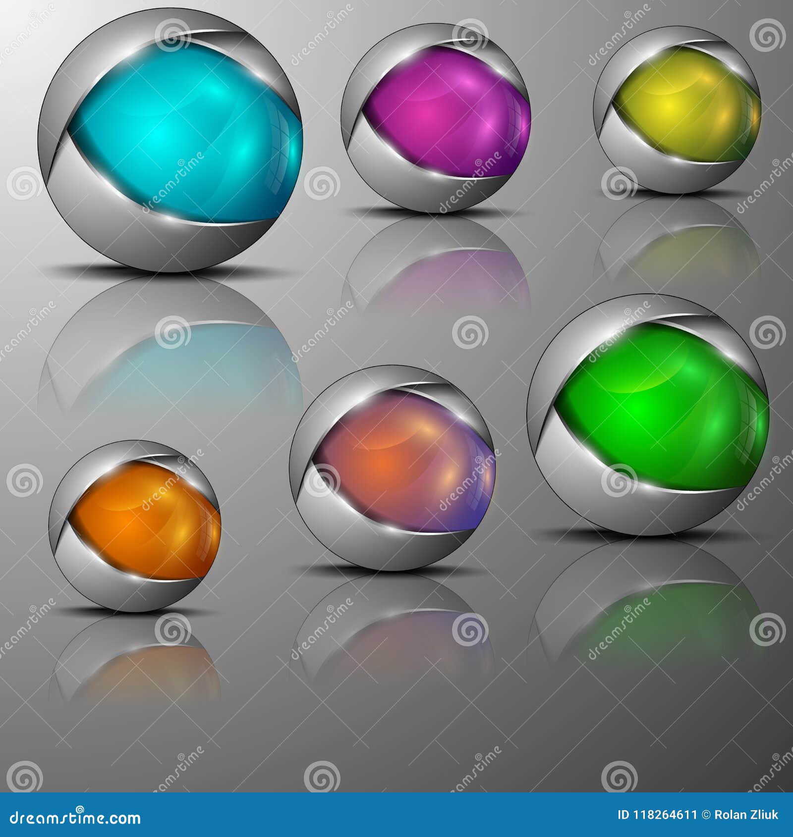 Illustration of Different Colored Sphere Shaped Emblems Stock Vector ...