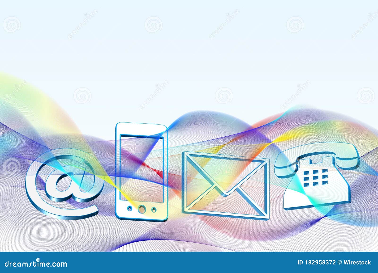 Illustration of Different Colorful Waves and Communication Objects on ...