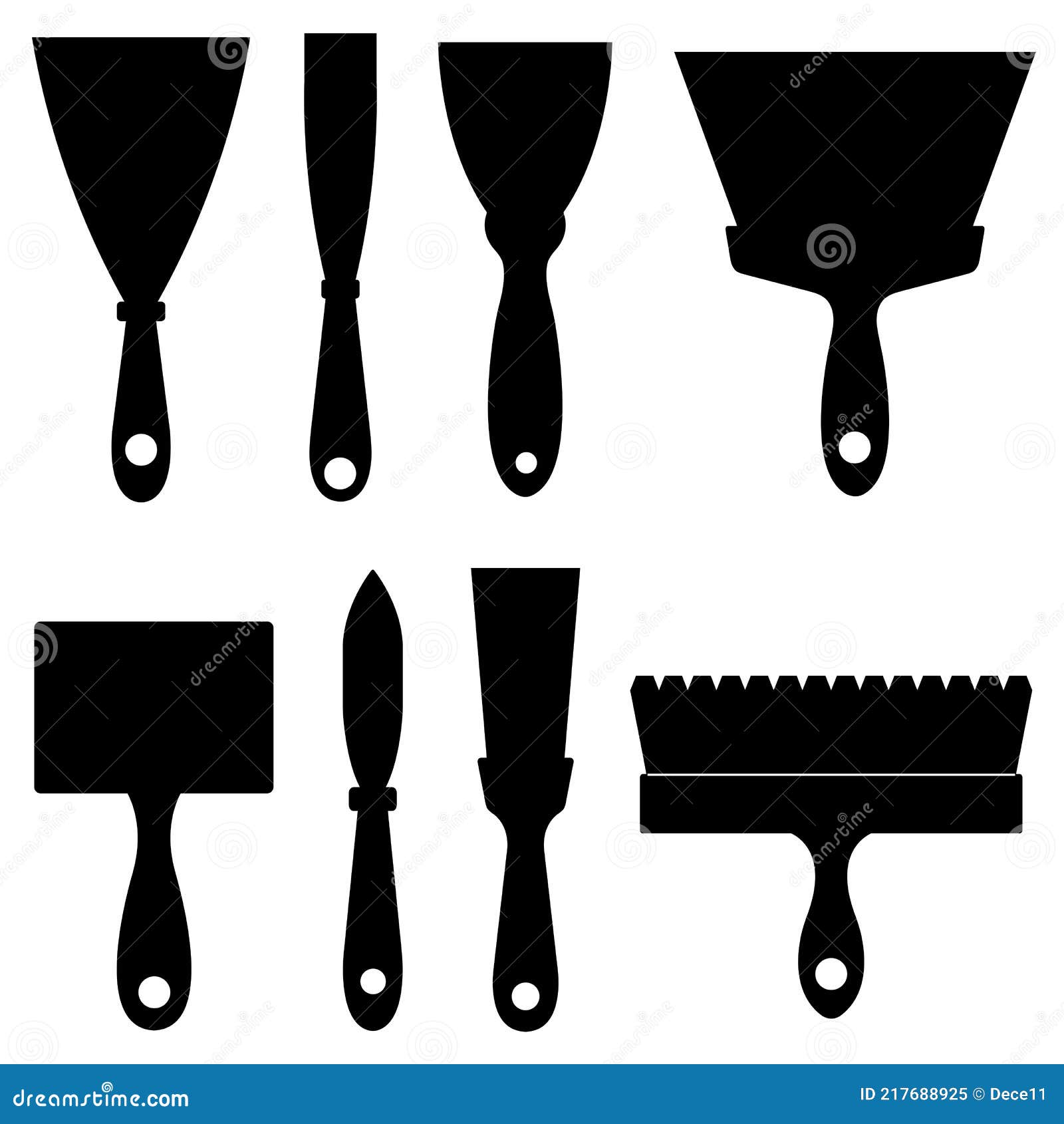 Set Of Different Construction Spatulas Cartoon Vector | CartoonDealer ...