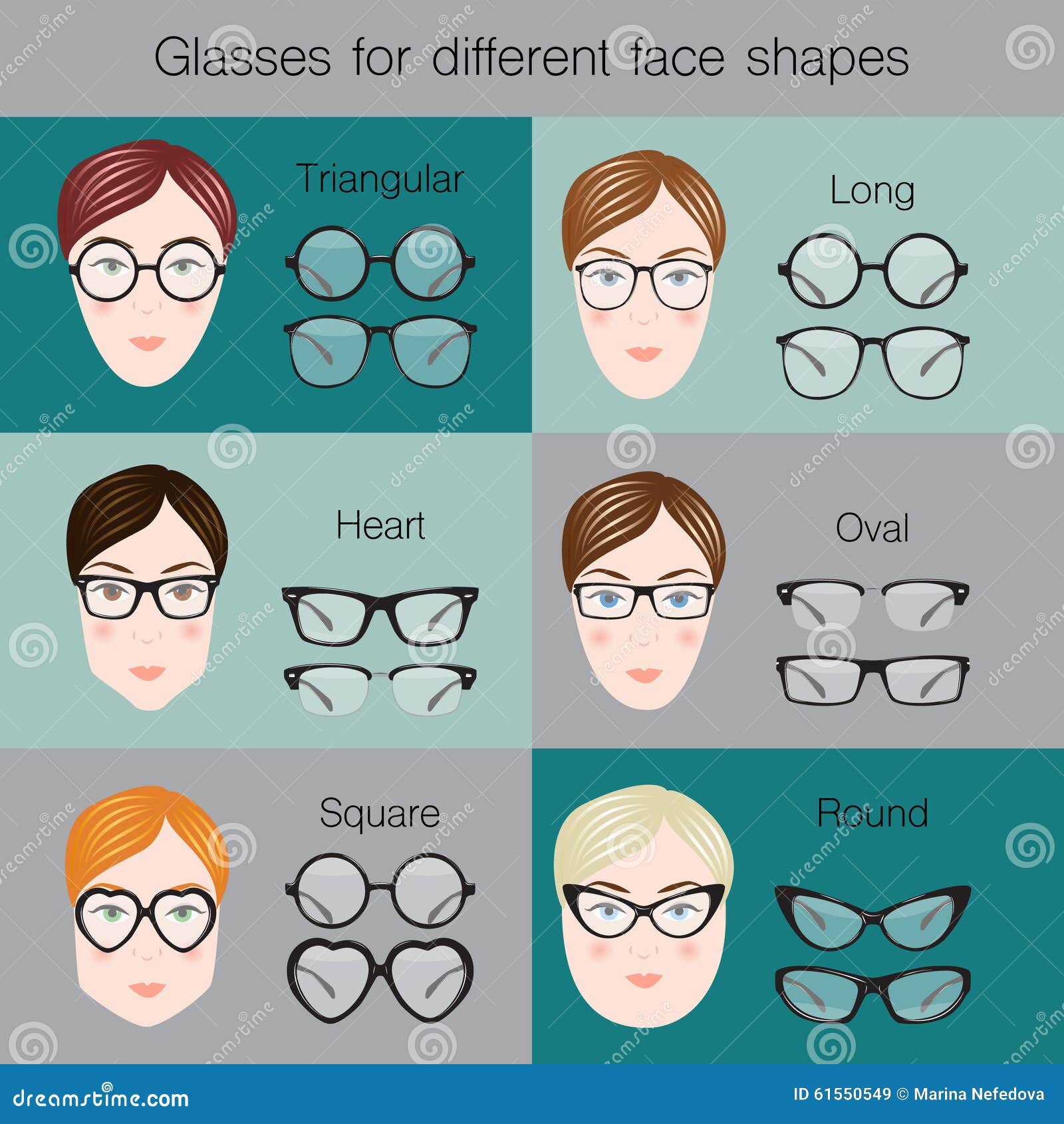 Illustration Of Different Glasses For Different Dace Shapes Royalty ...