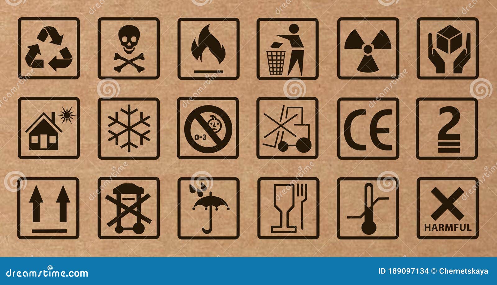 Illustration of Different Packing Symbols on Background Stock ...