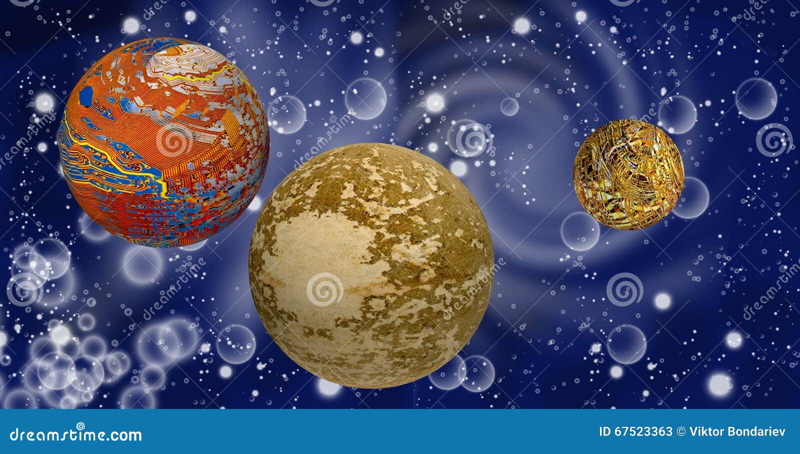 Illustration of Different Planets in Outer Space Close-up Stock ...