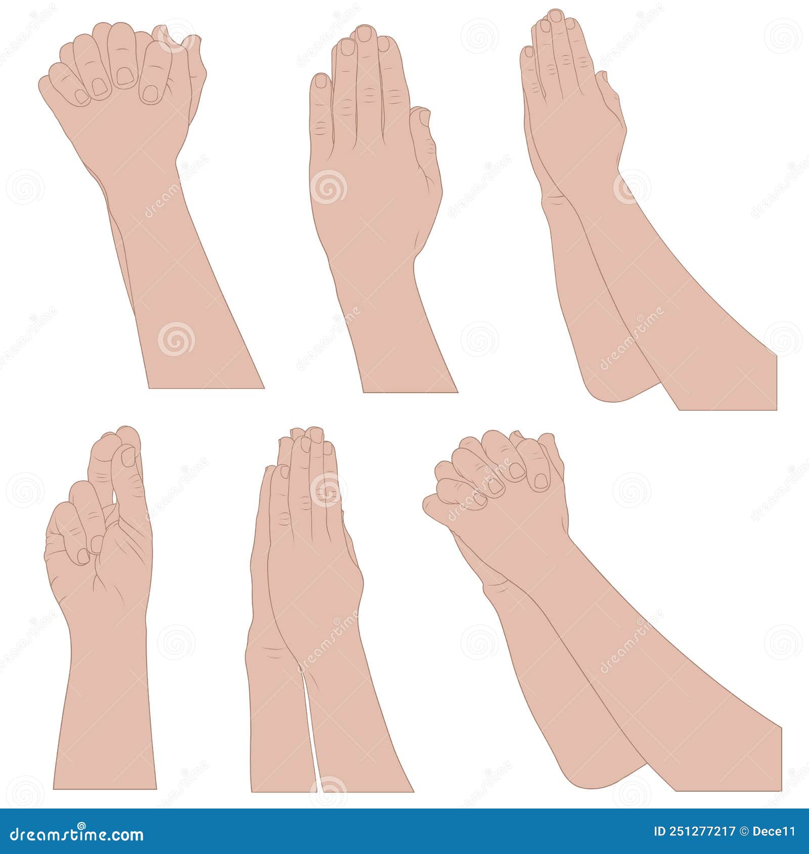 Illustration of Different Praying Hands Stock Vector - Illustration of ...
