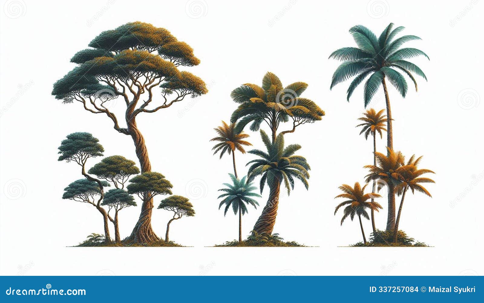 Single Tropical Tree Species Isolated on White Background, Perfect for ...