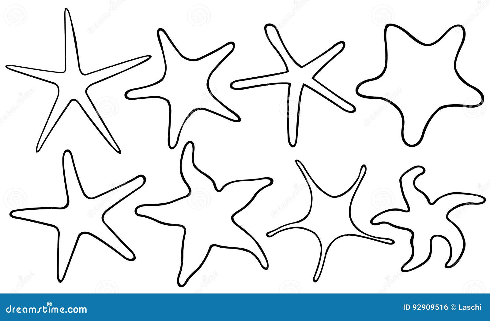 Illustration of Different Starfish Stock Vector - Illustration of life ...
