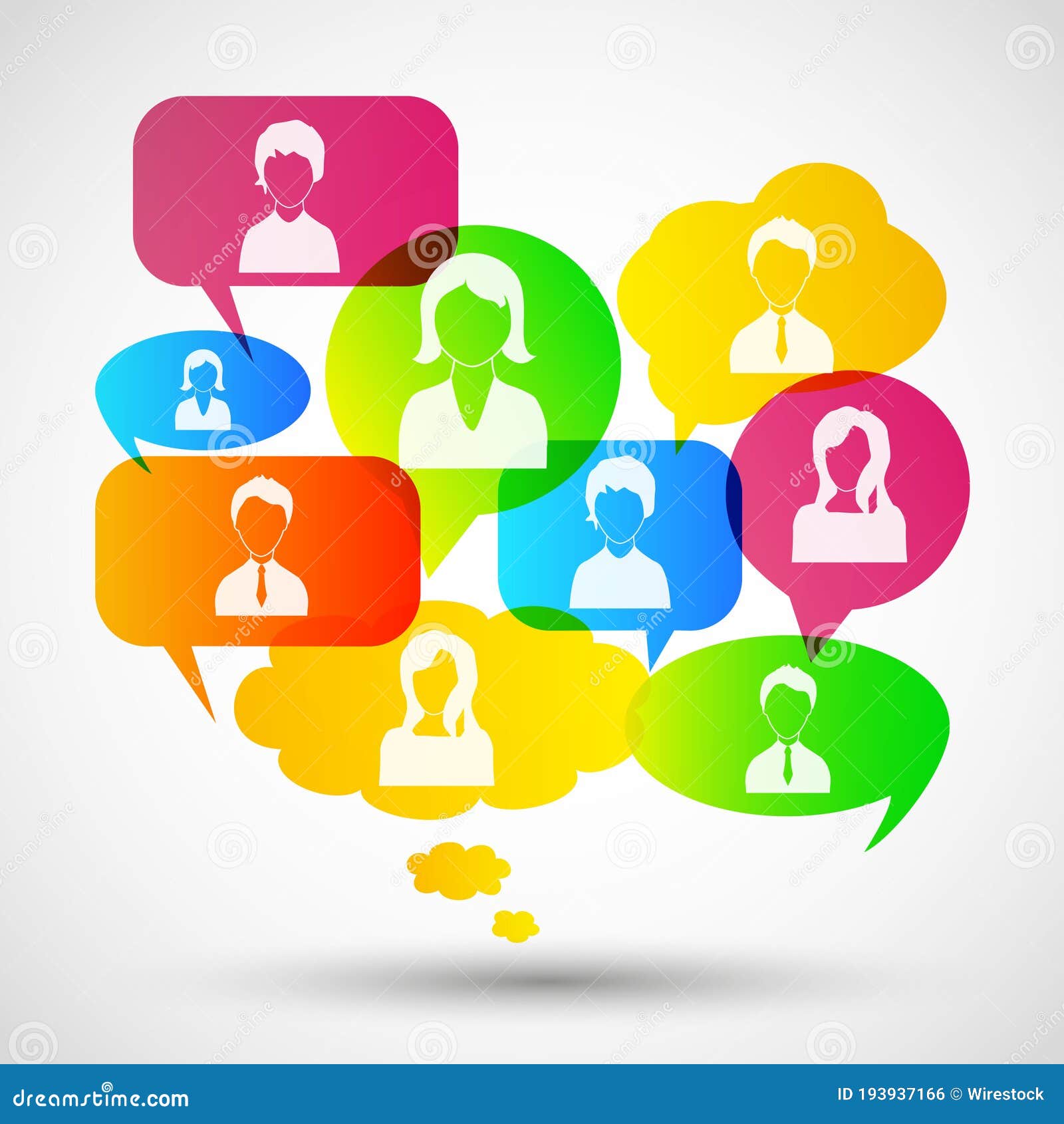 Illustration of the Different Thoughts and Words of People Stock ...