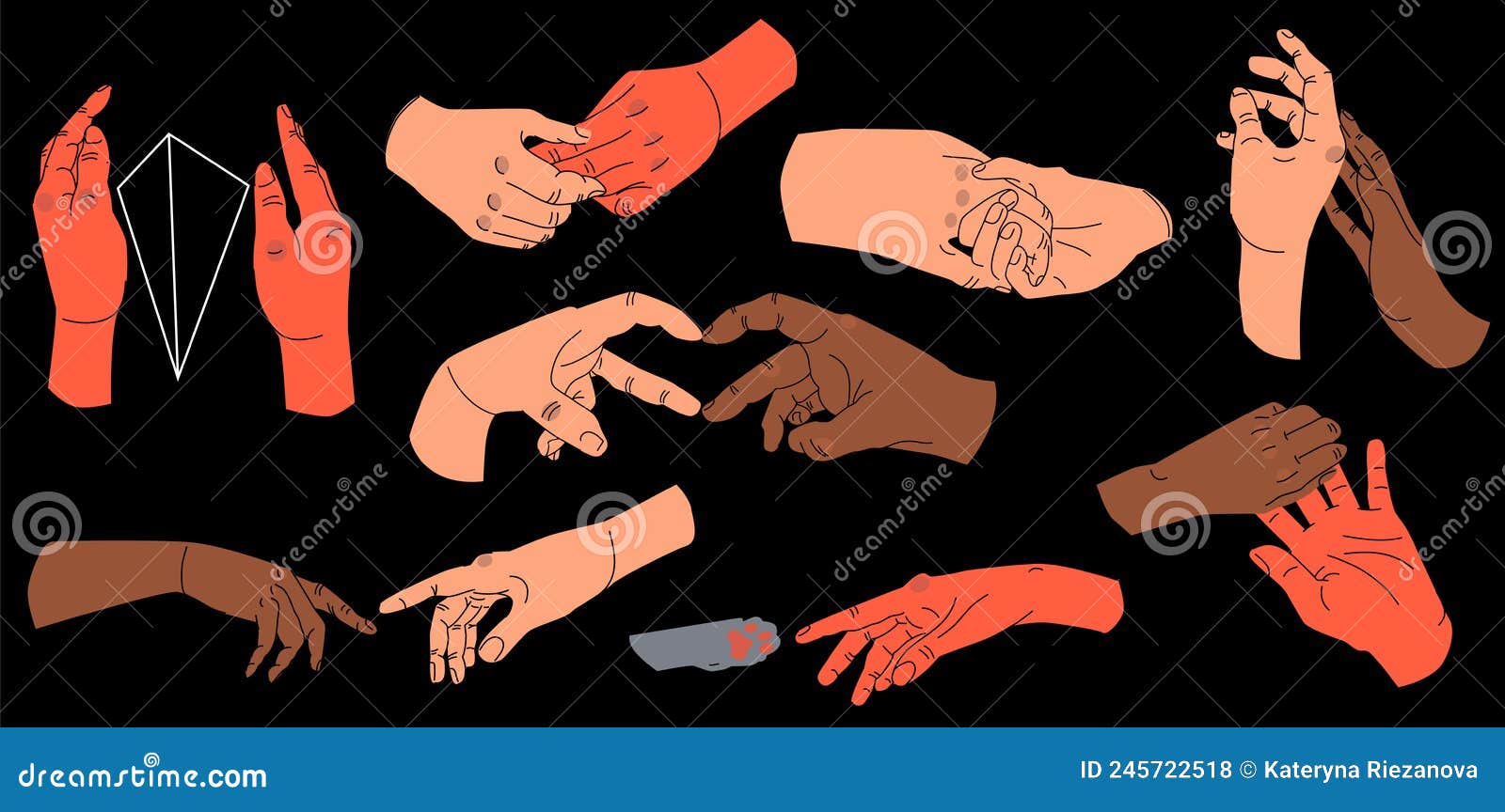 Illustration on Different Types of Interlocking Hands Stock Vector ...