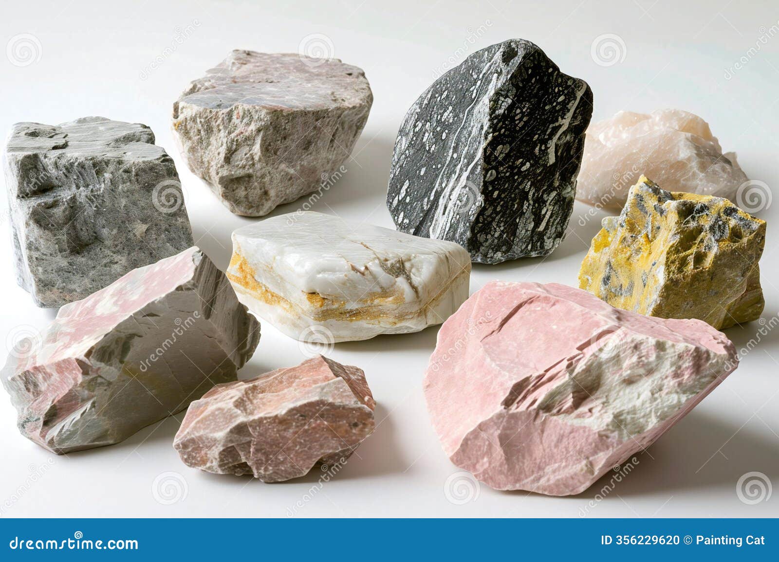 Different Types of Stones on a White Background, Different Kinds of ...