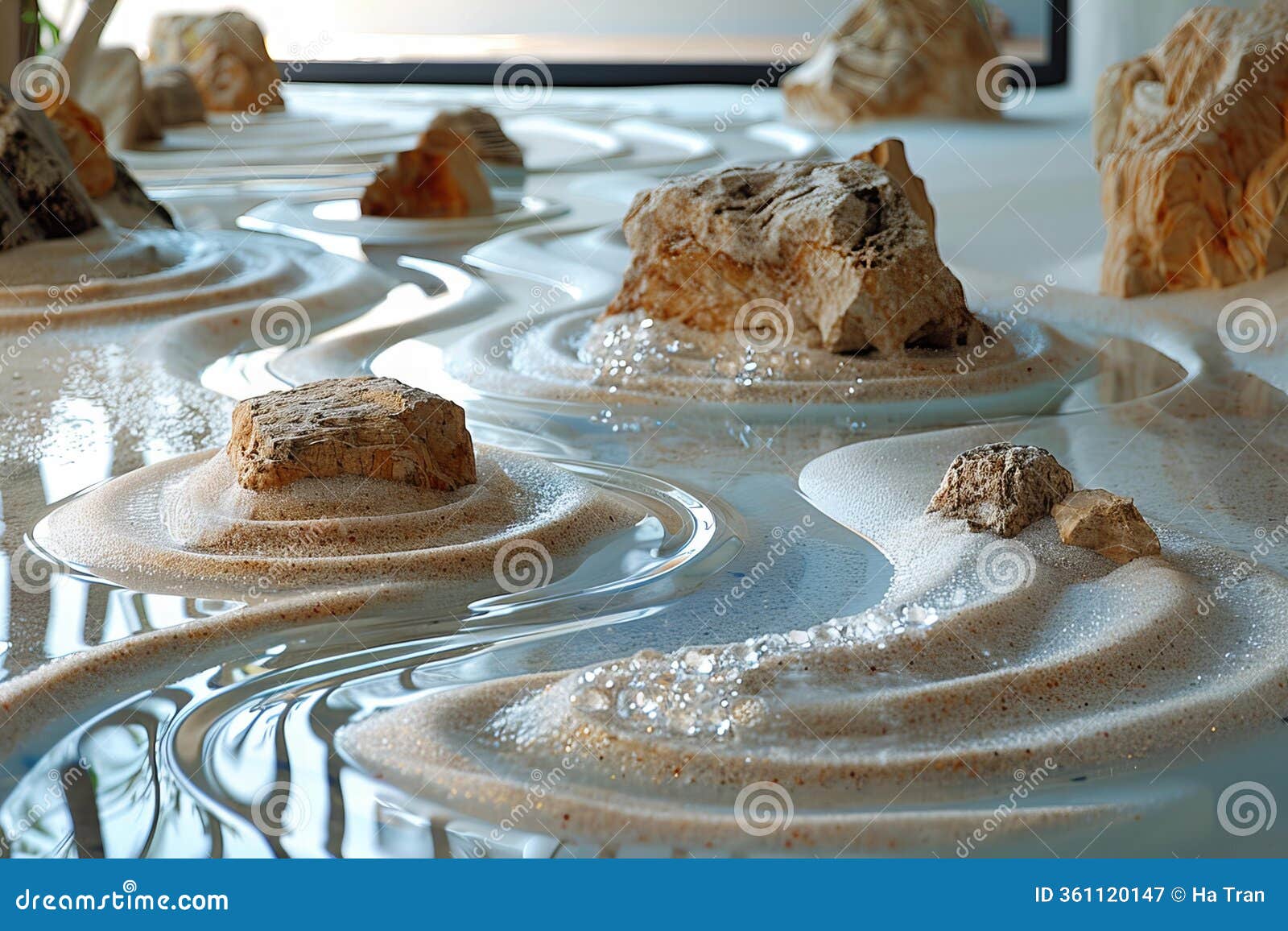Digital Artwork of Picture with a Sand Design with Rocks and River ...