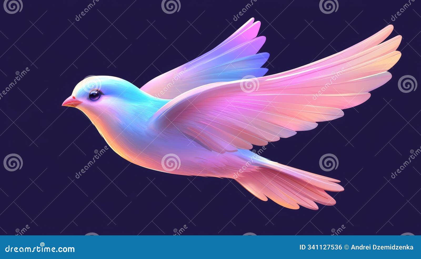 An Illustration of a Digital Bird Flying Connection Technology Stock ...