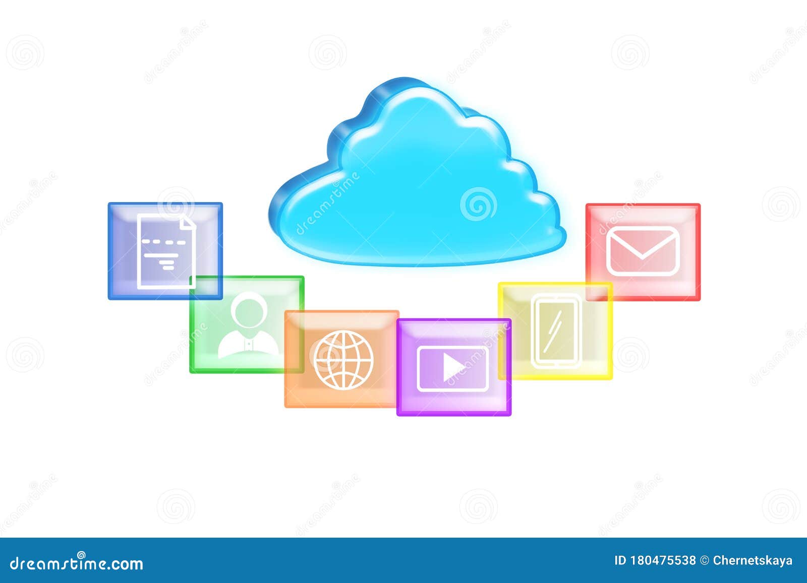 Illustration of Digital Cloud with Different Icons on Background ...