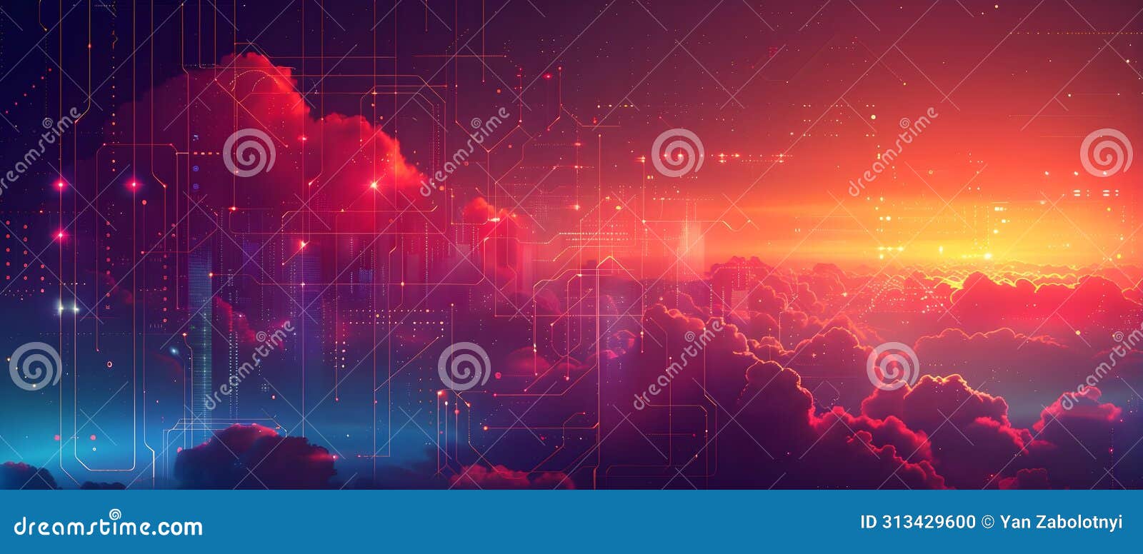 Illustration of Digital Cloud Network: Showcasing Digitalization and ...